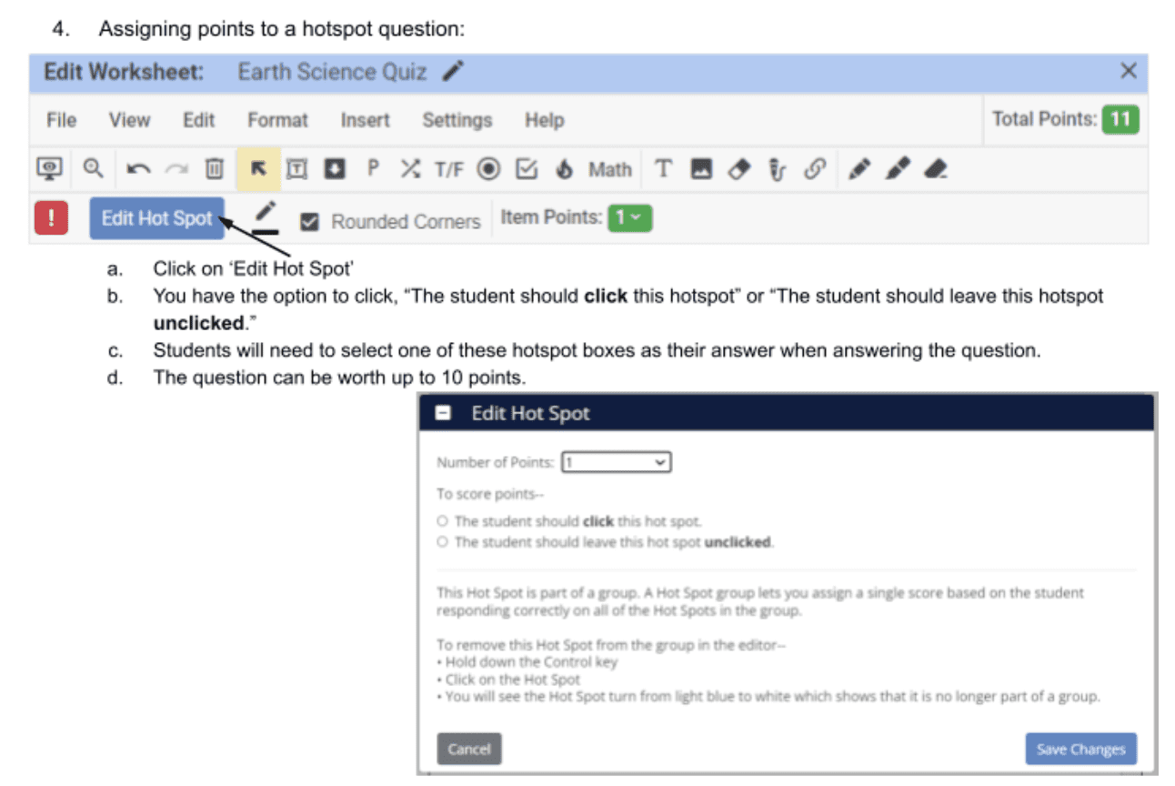 Hot Spot Questions: TEI for your quizzes and assessments